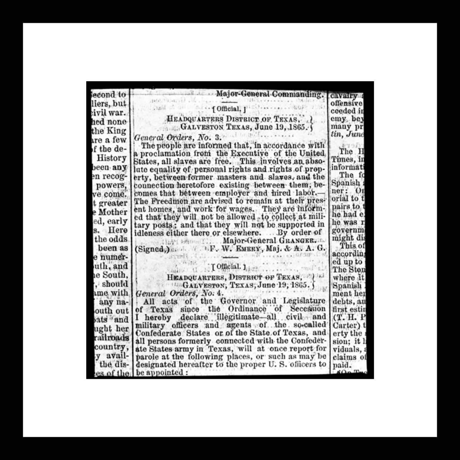 Celebrating Juneteenth and General Orders, No. 3 - TLM